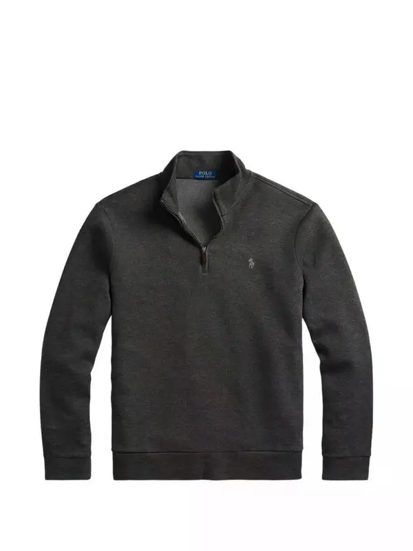 Polo Ralph Lauren Embroidered-logo Quarter-zip Sweater - Grey