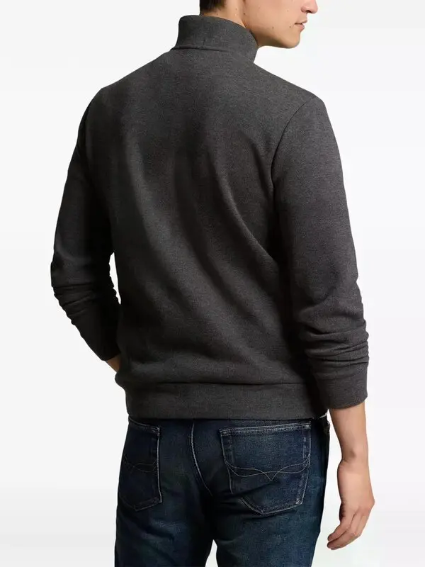 Polo Ralph Lauren Embroidered-logo Quarter-zip Sweater - Grey
