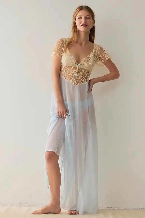 For Love & Lemons Cleo Maxi Slip - Blue