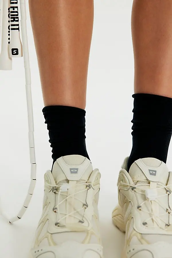 Free People Pointelle Crew Socks - Black