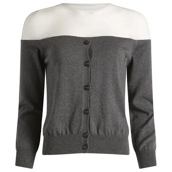 MAISON MARGIELA Cardigan With Sheer Panel - Dark Grey Melange