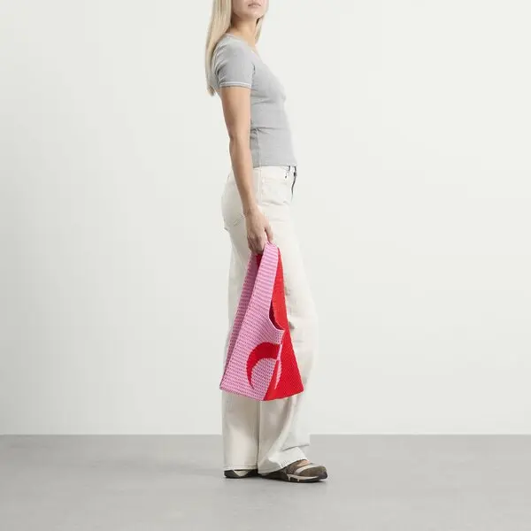 MARINE SERRE Crochet Knit Tote Bag