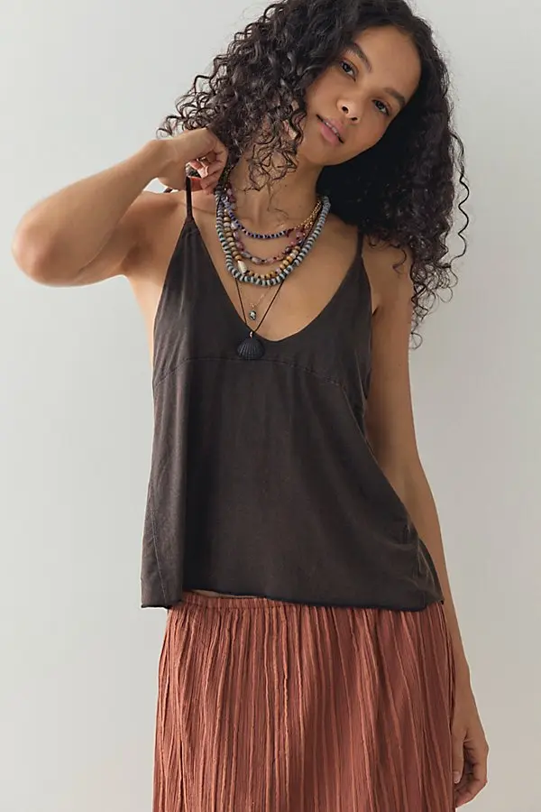 Free People Missed Call Tank Top - Washed Black
