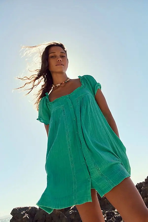 Free People Tilly Mini Dress - Mint Leaf