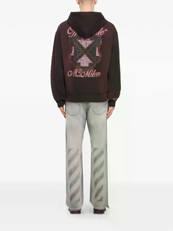 Off-White X Ac Milan Logo-embroidered Hoodie