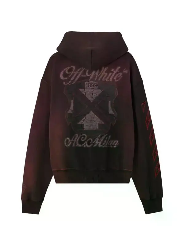 Off-White X Ac Milan Logo-embroidered Hoodie