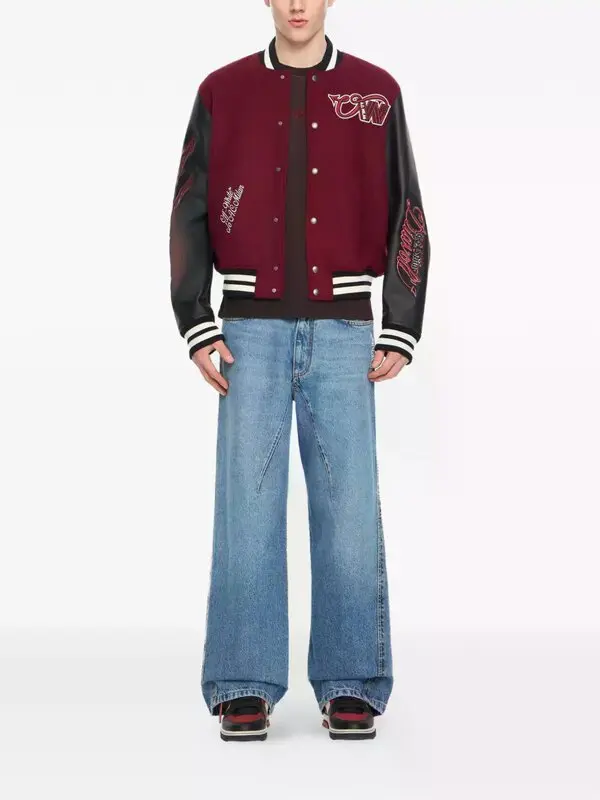 Off-White X Ac Milan Patch-detail Bomber Jacket