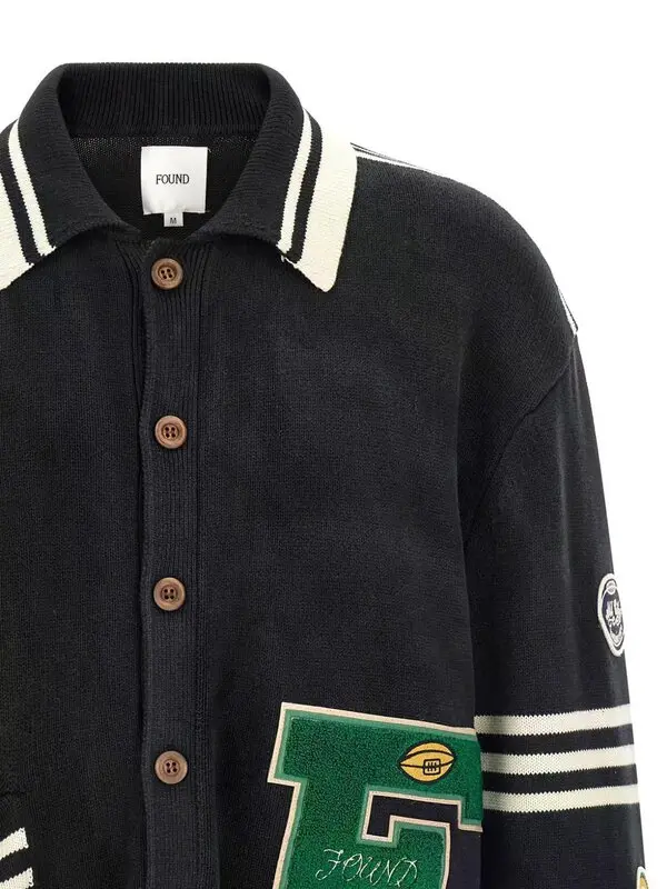 FOUND Varsity Patch Cardigan - Black