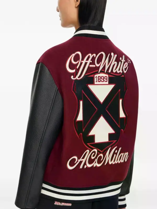 Off-White X Ac Milan Patch-detail Bomber Jacket