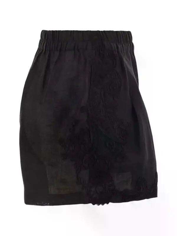 MAURIZIO MYKONOS Embroidered Elasticated-waist Shorts - Black