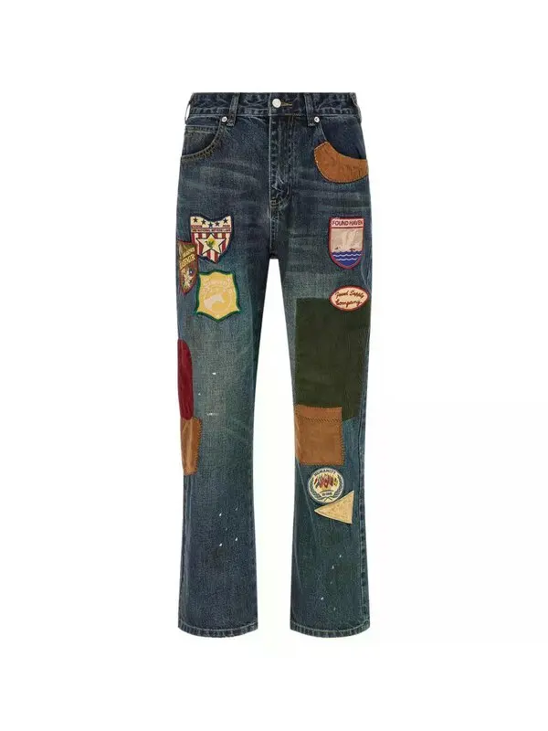 FOUND Patchwork Straight-leg Jeans