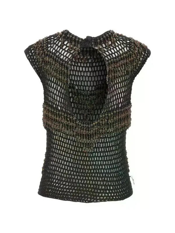 BLESS Amaranto Bead-embellished Crochet Top