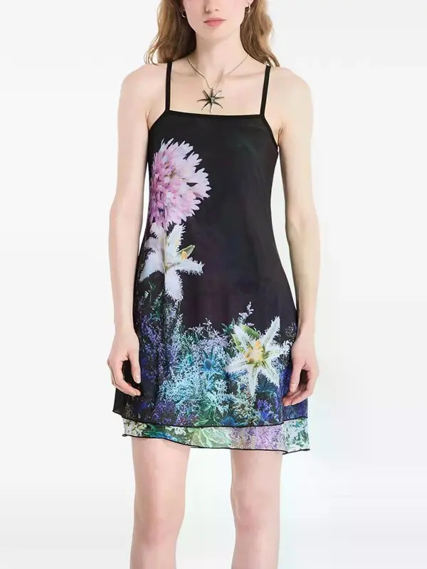 Desigual Floral-print Layered Mini Dress - Green