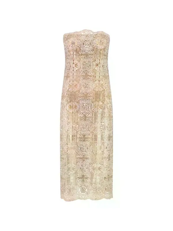 Ermanno Scervino Crystal-embellished Lace Midi Dress