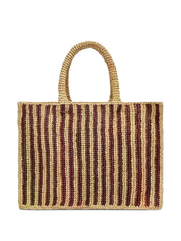 MC2 SAINT BARTH Collette Striped Raffia Tote Bag - Red