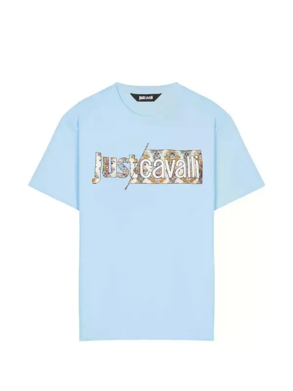 Just Cavalli Floral-logo T-shirt