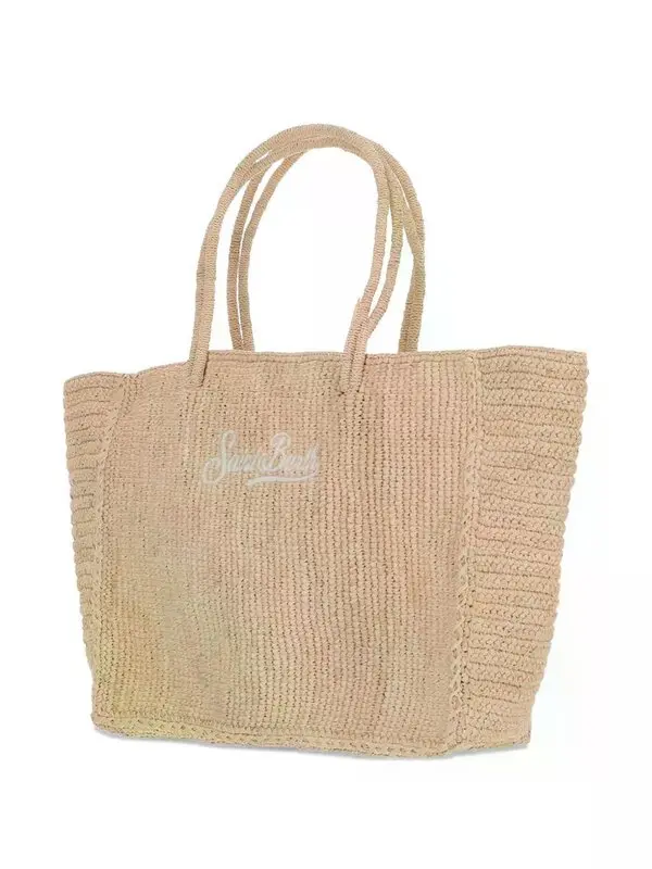 MC2 SAINT BARTH Raffia Shoulder Bag With Embroidered Logo