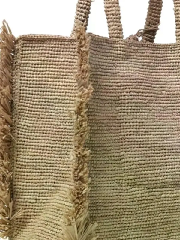 MC2 SAINT BARTH Fringed Logo-embroidered Raffia Tote Bag - Neutrals