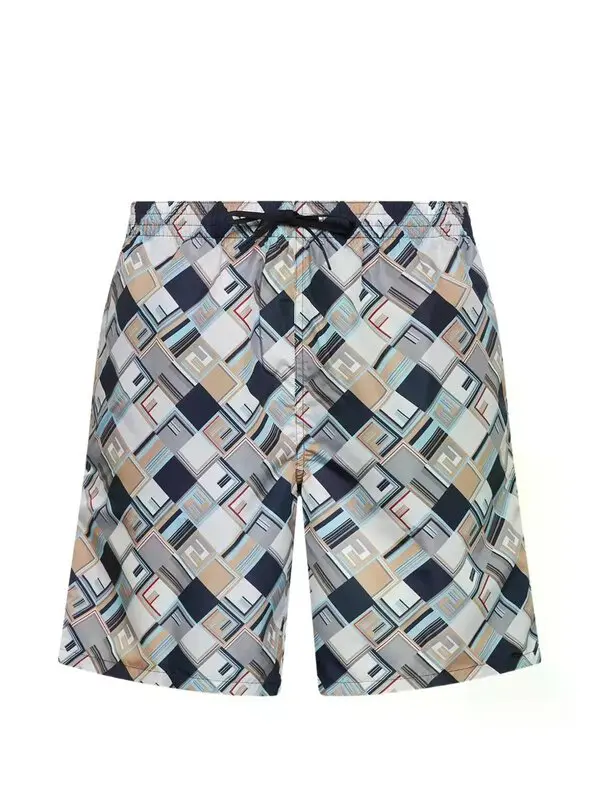 Fendi Ff Check Swim Shorts - Blue