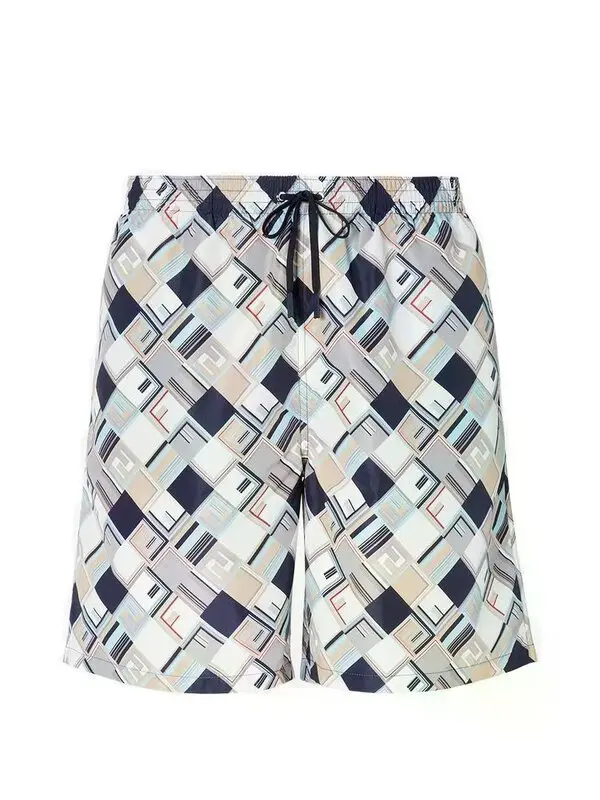 Fendi Ff Check Swim Shorts - Blue