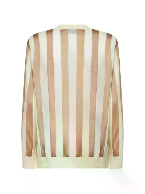 Fendi Striped V-neck Sweater - Neutrals