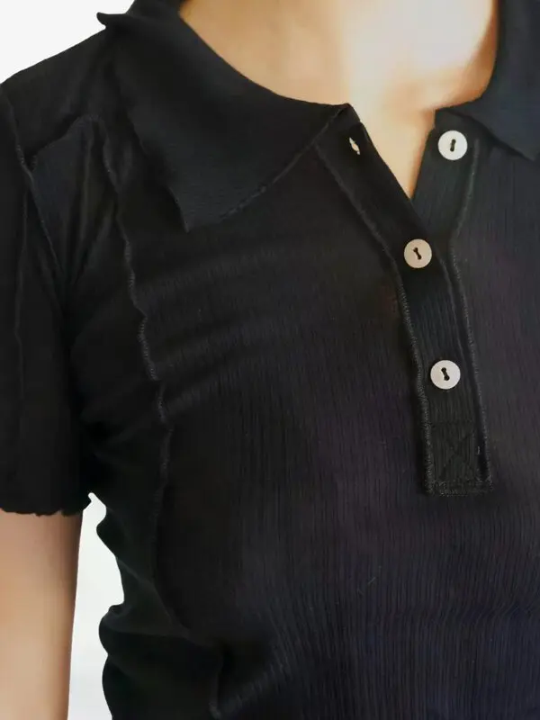 BASERANGE Omato Ribbed-knit Polo T-shirt