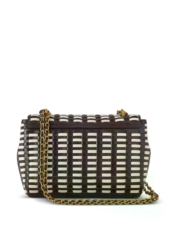 Mulberry Lily Woven Leather Shoulder Bag - Brown