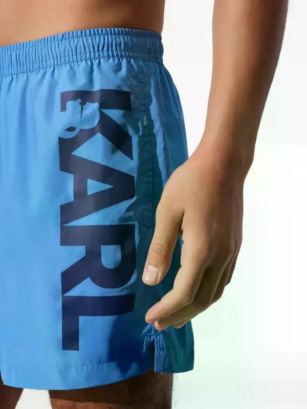 Karl Lagerfeld Logo Swim Shorts - Blue