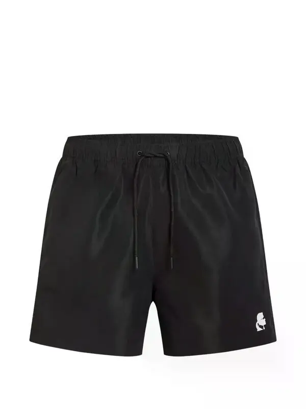 Karl Lagerfeld Logo Drawstring Swim Shorts - Black