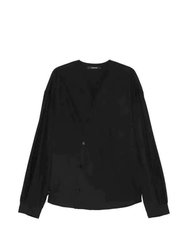 SONGZIO Hanbok Asymmetric-fastening Shirt - Black