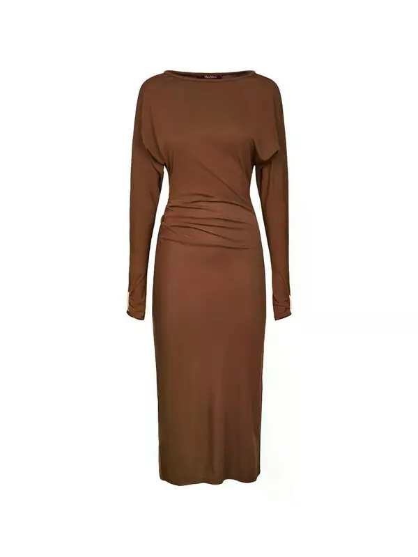 Max Mara Ruched Long-sleeve Dress - Brown