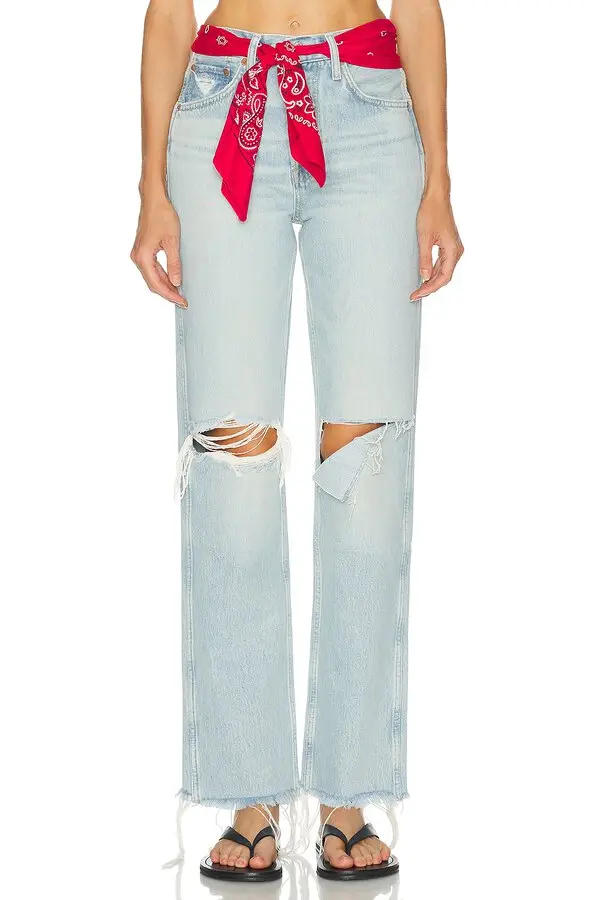RE/DONE 90s High Rise Loose Jeans With Bandana - Silver Springs