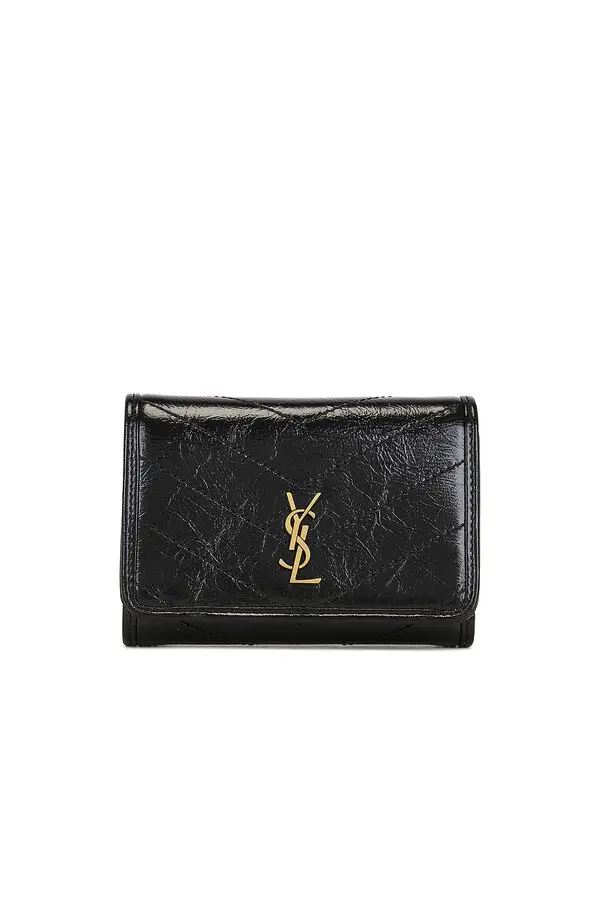Saint Laurent Cuir Vintage Froisse Matelasse Wallet In Black - Nero