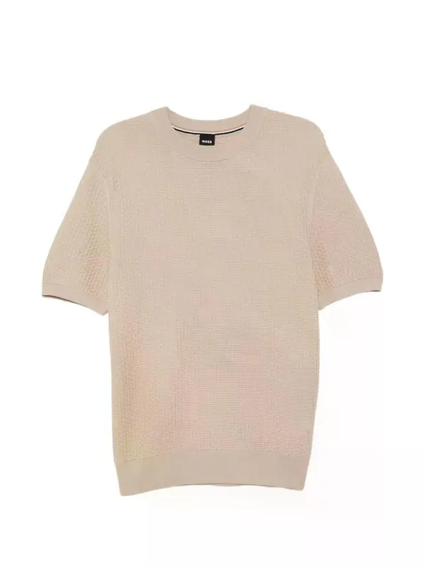 BOSS Knitted-structure T-shirt - Neutrals