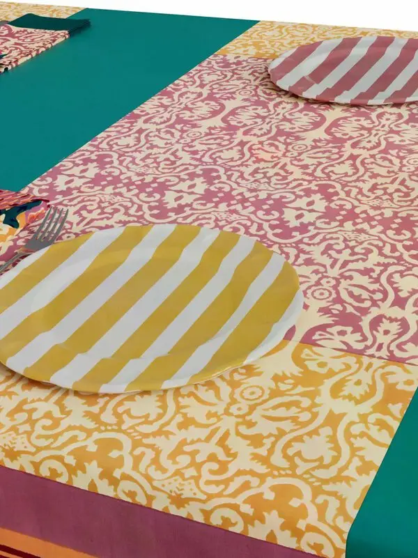 LISA CORTI Damask-print Floral-motif Table Runner