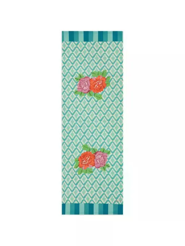 LISA CORTI Floral-print Geometric-pattern Table Runner - Blue