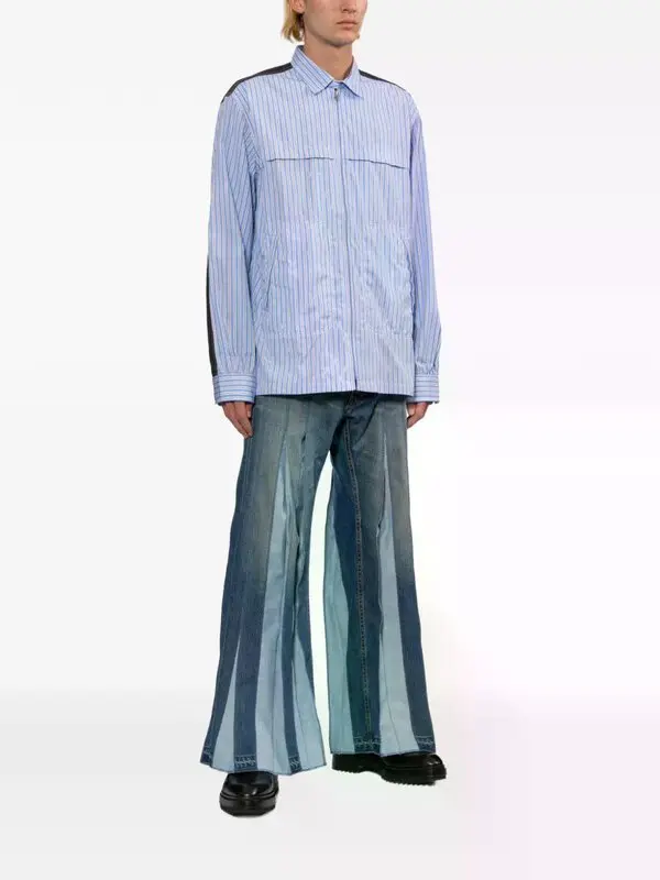 Junya Watanabe Vertical-stripe Shirt Jacket - Blue