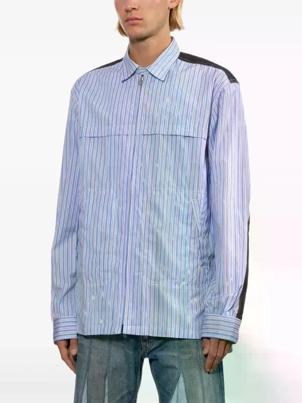 Junya Watanabe Vertical-stripe Shirt Jacket - Blue
