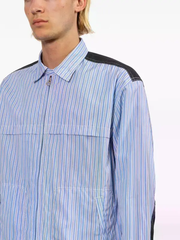 Junya Watanabe Vertical-stripe Shirt Jacket - Blue