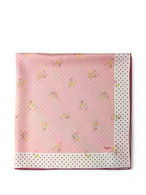 Prada Printed Silk Twill Scarf 90 - Pink