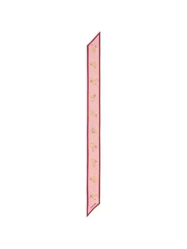 Prada Printed Silk Twill Skinny Scarf - Pink