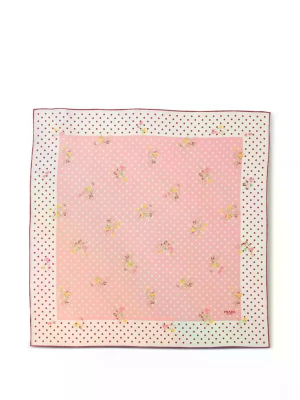 Prada Printed Silk Twill Scarf 55 - Pink