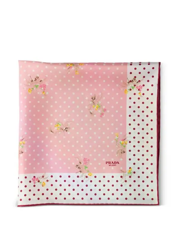 Prada Printed Silk Twill Scarf 55 - Pink