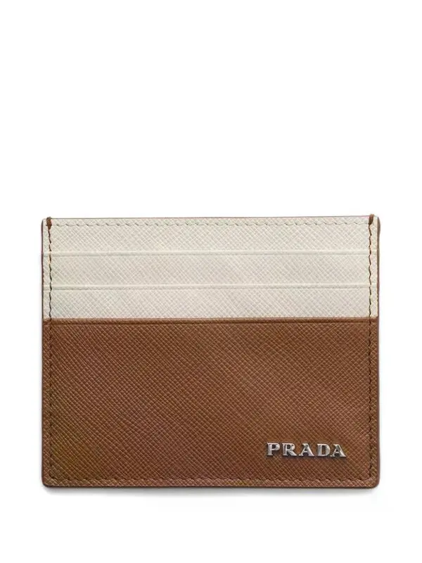Prada Saffiano Leather Card Holder - Brown