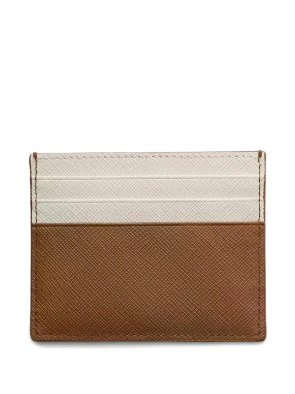 Prada Saffiano Leather Card Holder - Brown