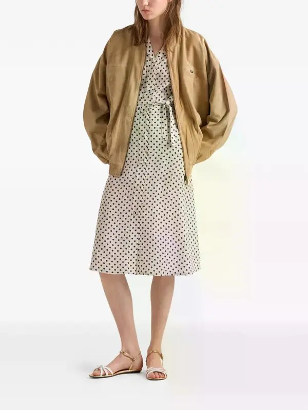 Prada Polka-dot Print Marocain Shirt Dress - Neutrals