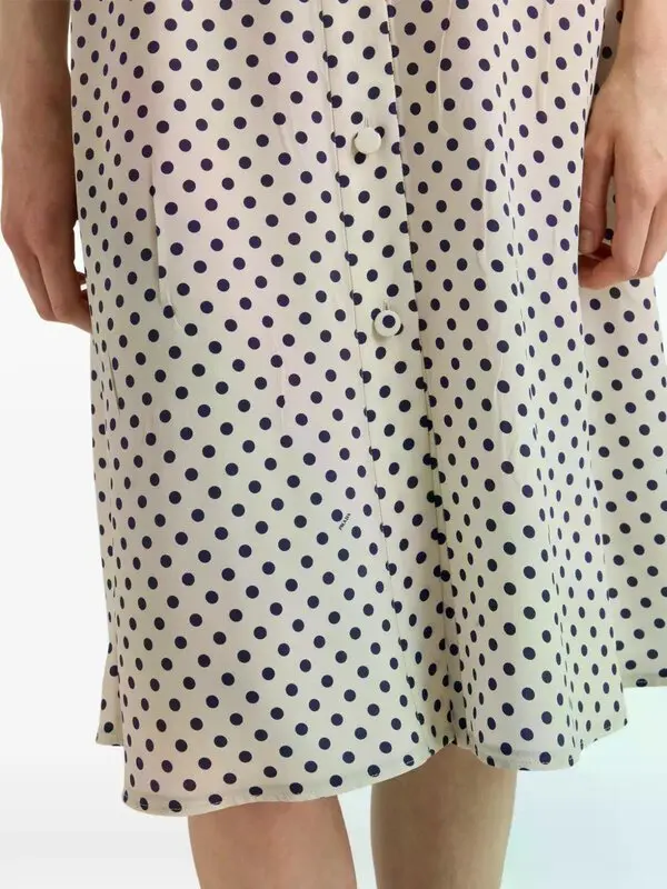 Prada Polka-dot Print Marocain Shirt Dress - Neutrals