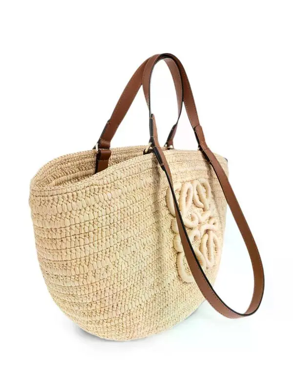 Loewe Raffia Tote Bag With Anagram Patch