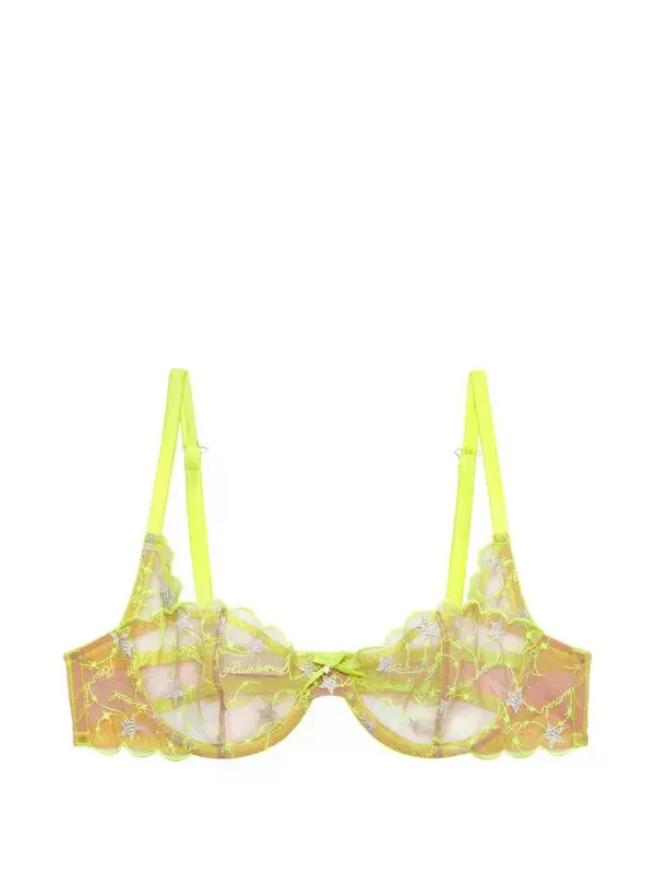 FLEUR DU MAL Toile Embroidery Bra - Green