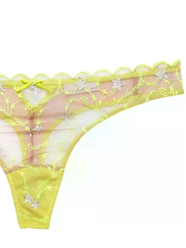 FLEUR DU MAL Toile Embroidery Thong - Yellow